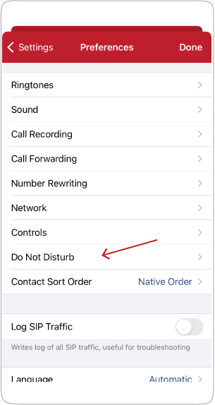 Configuration of DND (Do Not Disturb) – iPhone – AgileIP Support