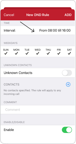 Configuration of DND (Do Not Disturb) – iPhone – AgileIP Support